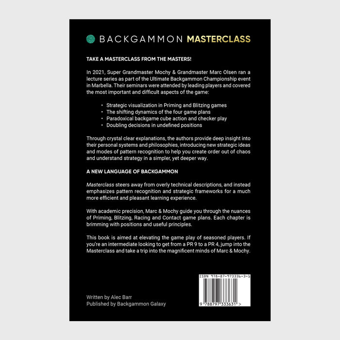 Backgammon Masterclass, by Marc Olsen & Masayuki Mochizuki, Hard- or ...